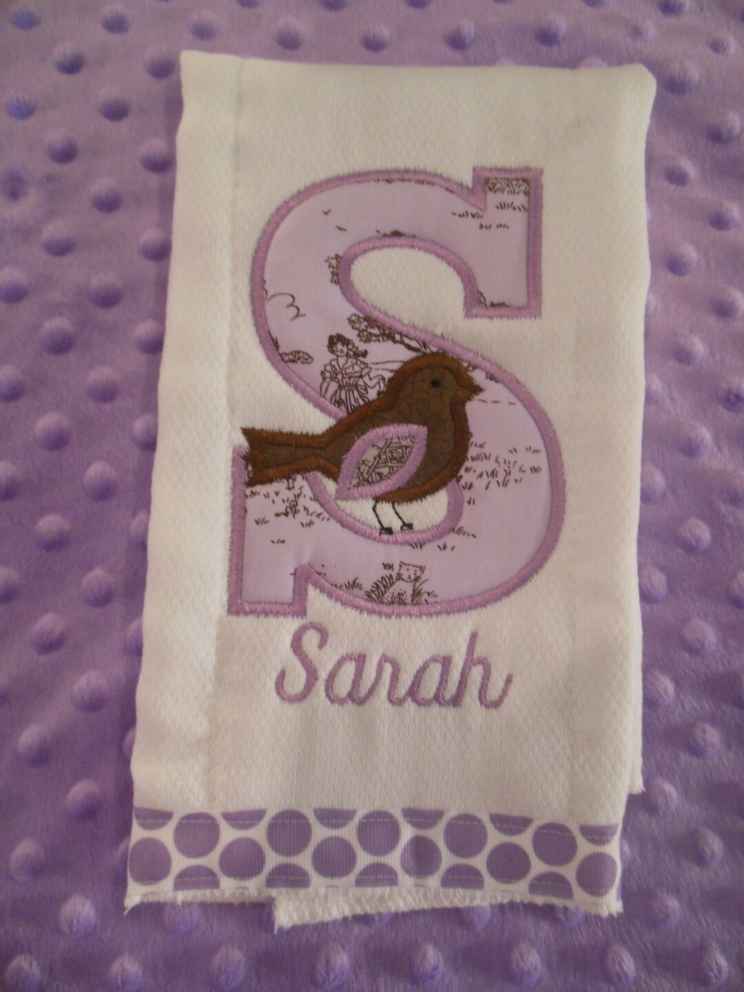 Initial Birdie Burp Cloth/bird/bird Burp Cloth/initial Burp/initial ...