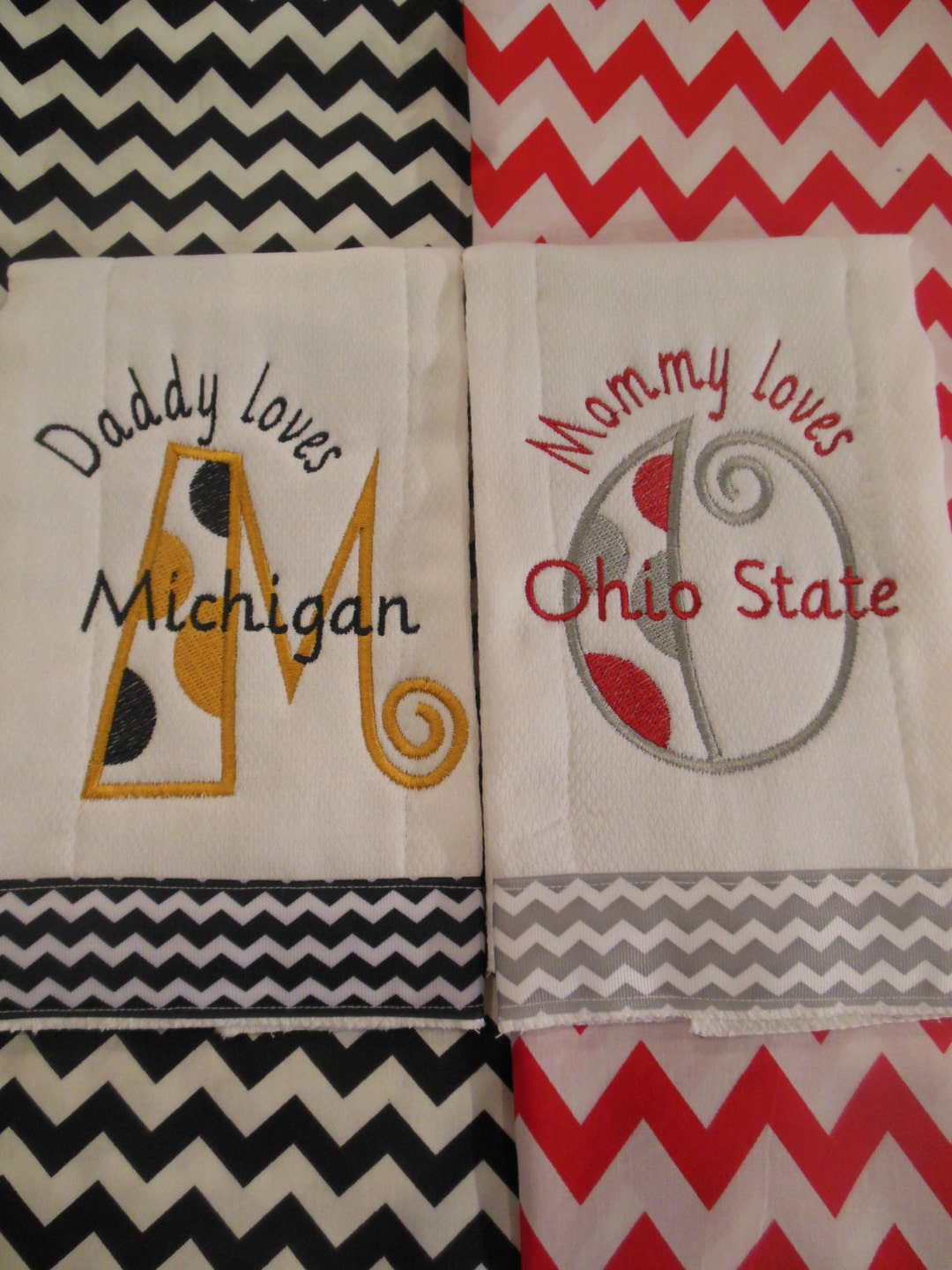 House Divided Burp Set/house Divided/rival Teams/college Burp Cloths ...