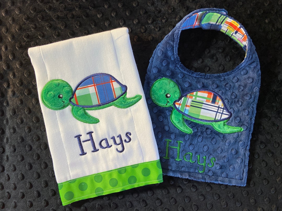 SEA TURTLE Bib/sea Turtle Burp and Bib Set/turtle/turtle Bib/boys ...