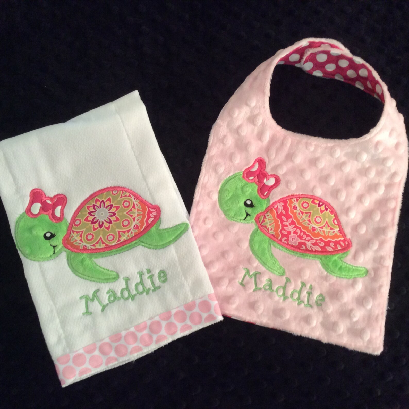 SEA TURTLE Bib/sea Turtle Burp and Bib Set, Sea Turtle, Pink Bib, Girls ...