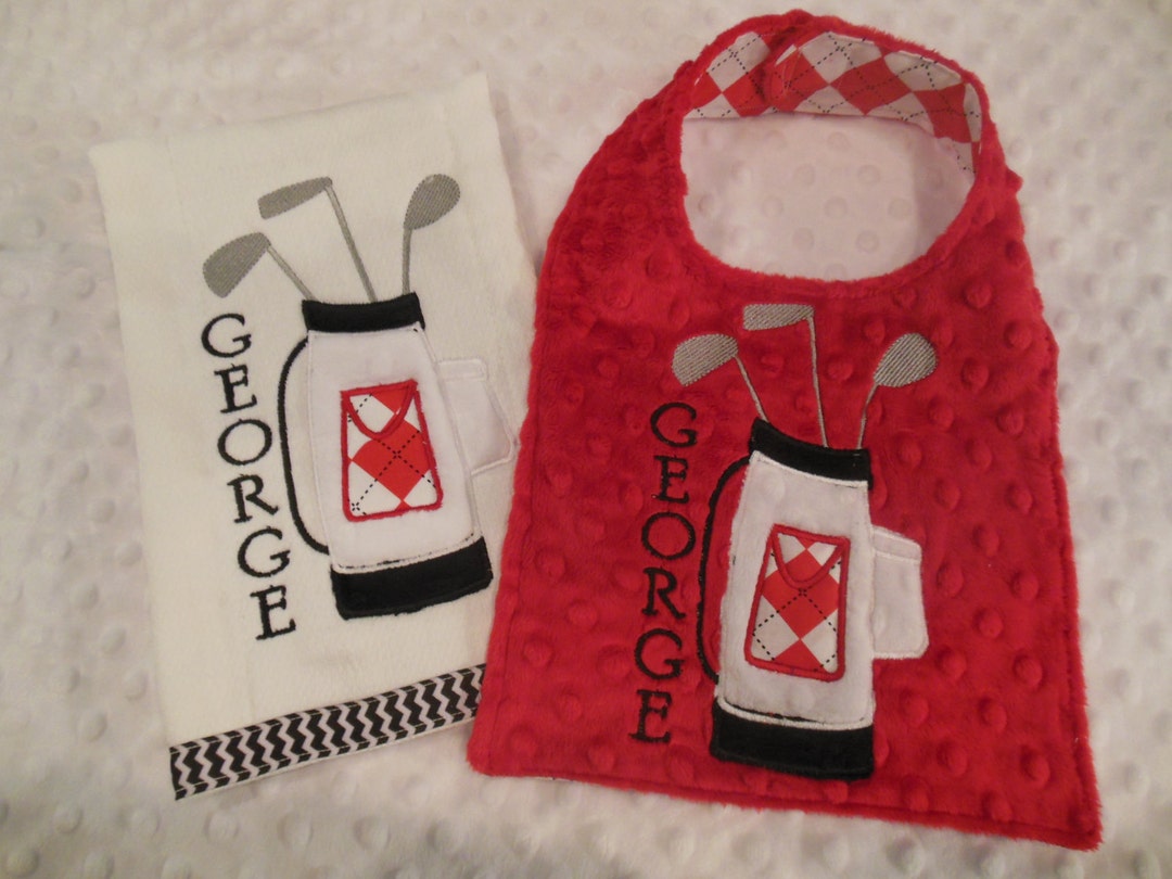 Golf Bag Burp and Bib Set/golf Bib/golfing Bib/boys Golf Bib/golf Bib ...