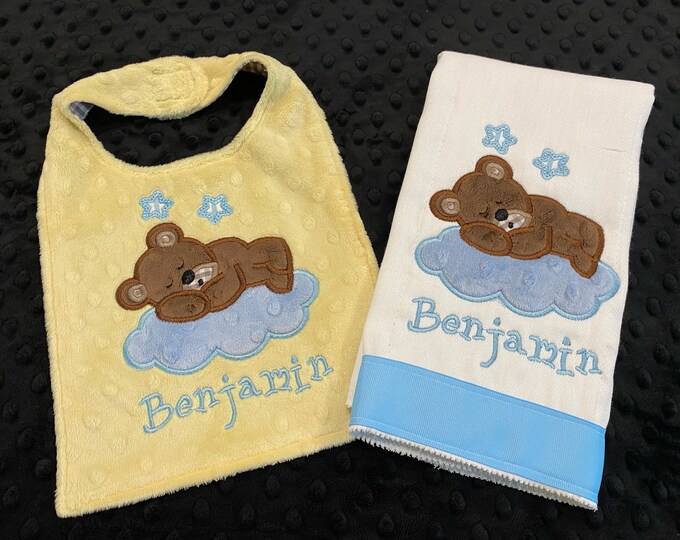 Bear BIB Set/bear Burp and Bib/bear Bib/bear Burp Cloth/ Farm Nursery ...