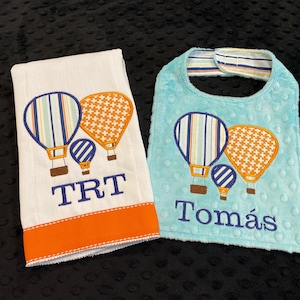 HOT AIR Balloon/burp and Bib Set/hot Air Balloon Bib/hot Air Balloon ...