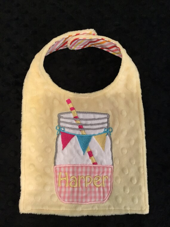 GIRLS Bib/pink Lemonade Bib/yellow Minky Bib/summer | Etsy