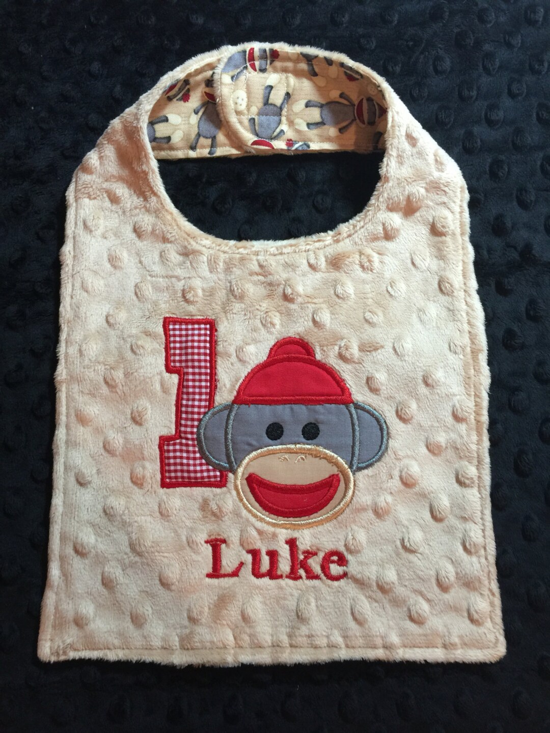 BIRTHDAY Bib/sock Monkey Birthday Bib/boys Birthday Bib/first Birthday ...