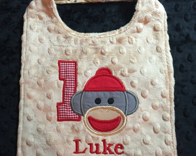 BIRTHDAY Bib/sock Monkey Birthday Bib/boys Birthday Bib/first Birthday ...