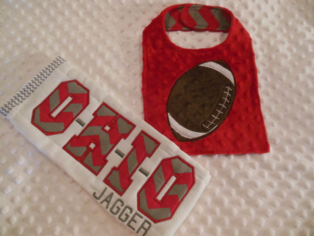 Ohio State Burp and Bib Set/ohio State Baby Set/osu Baby/buckeye Baby ...