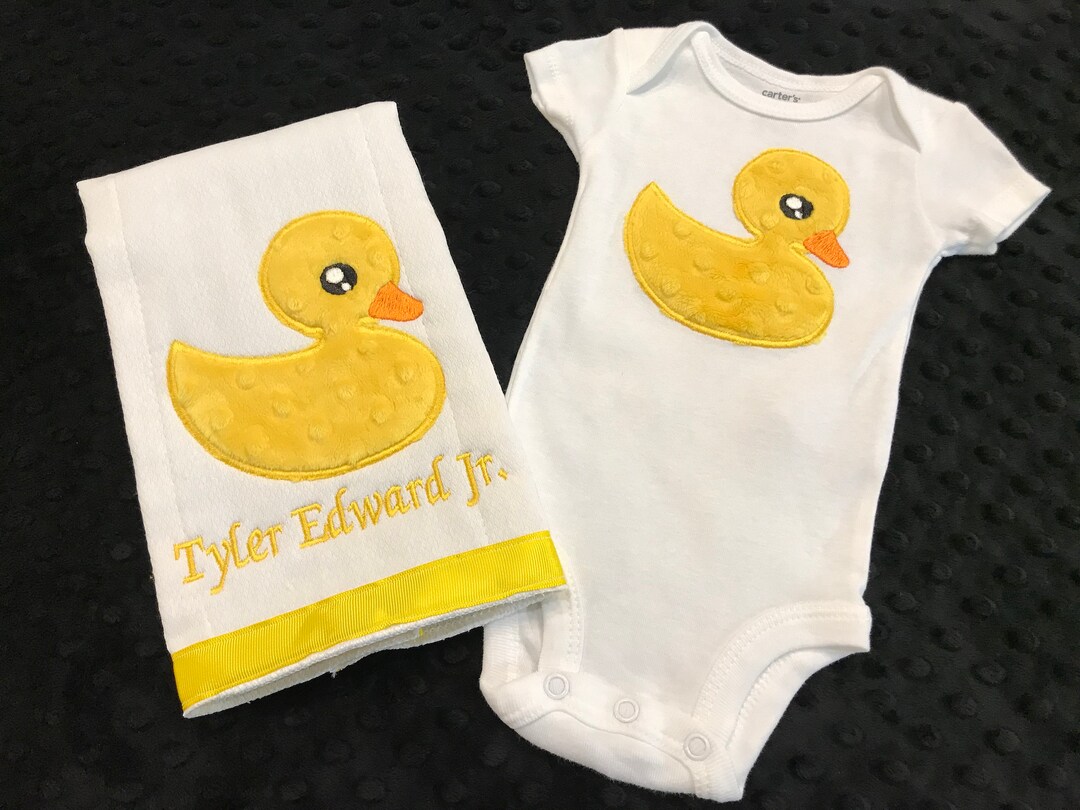 Rubber Ducky Bodysuit and Matching Burp cloth/rubber ducky/yellow ...