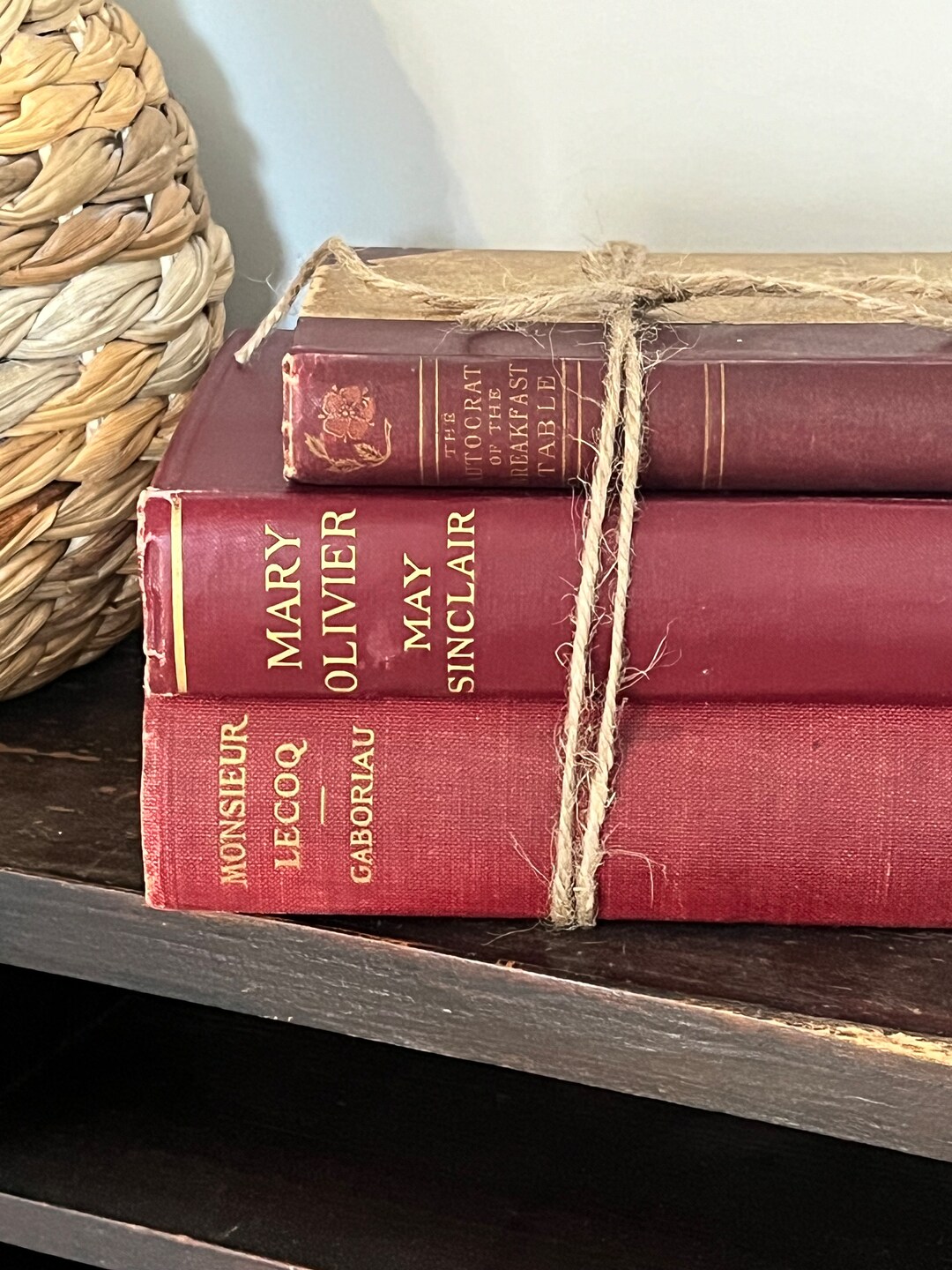 Antique Book Stack, Three Red Antique Books, Gilt Lettering - Etsy