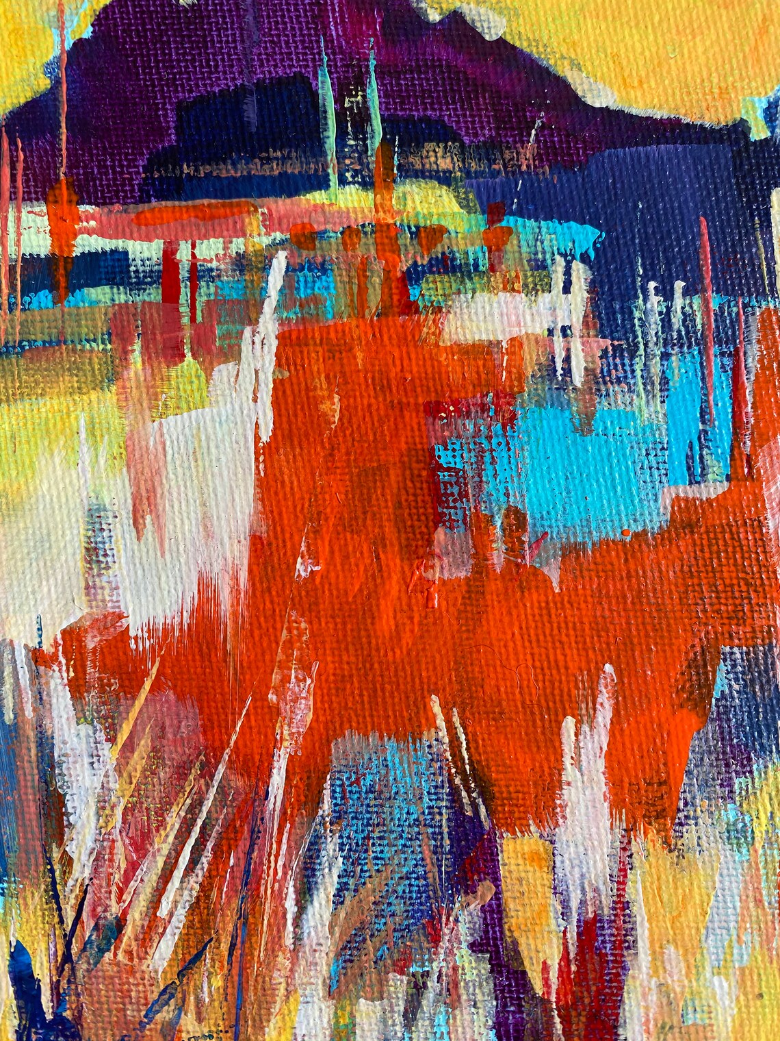 Abstract Landscape Painting 20x20cm Small Original Art - Etsy UK