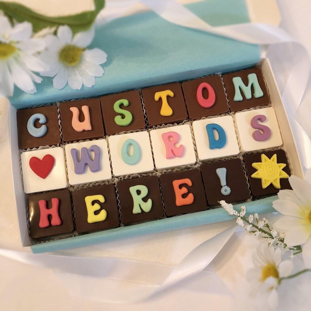 Personalized Words in Chocolate, Custom Chocolate Message or Phrase - Etsy