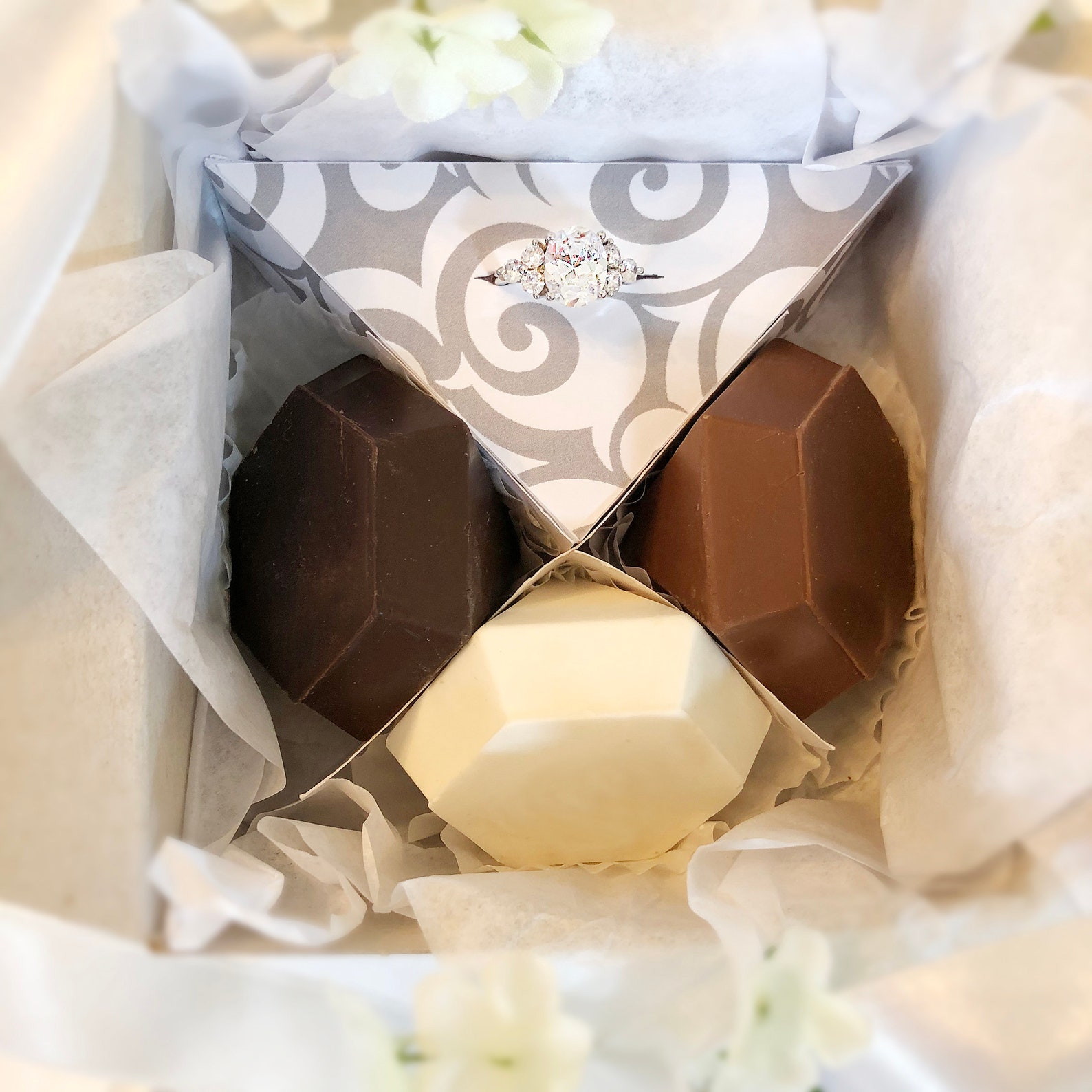 Gemstone Ring & Diamond Shaped Chocolates Chocolate Diamonds - Etsy