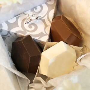 Gemstone Ring & Diamond Shaped Chocolates Chocolate Diamonds and Ring ...
