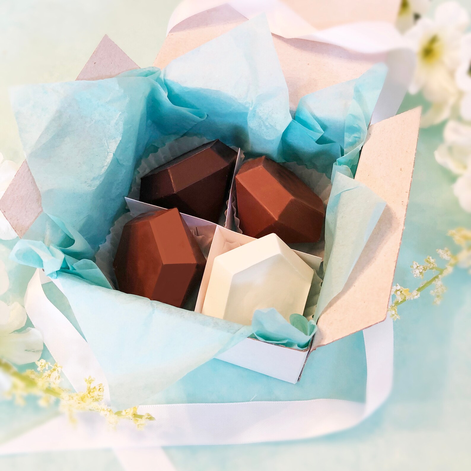 4 Diamond Shaped Solid Chocolates - Anniversary, Valentine, and ...