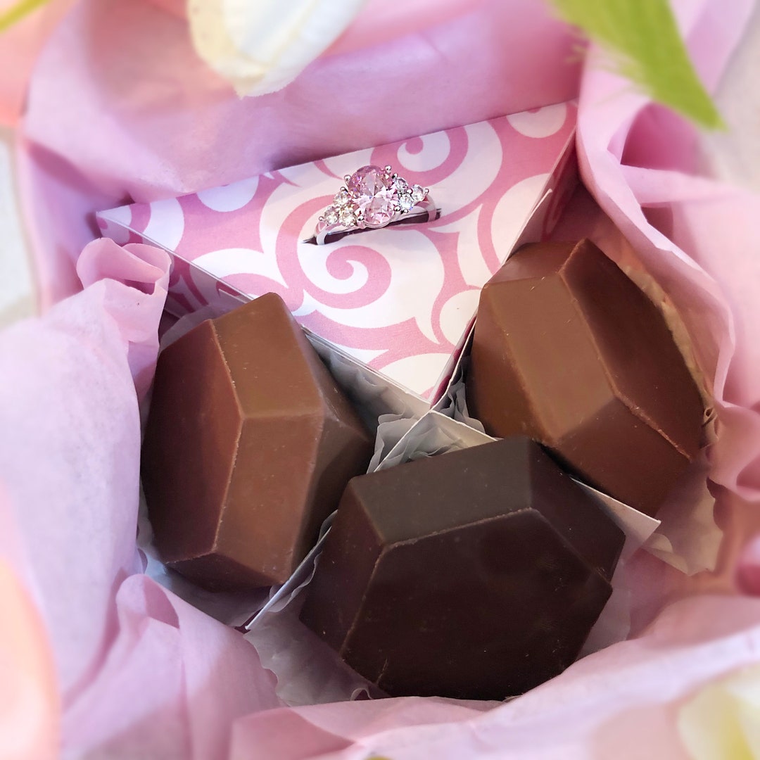 Pink Gemstone Ring & Diamond Shaped Chocolates Chocolate Diamonds ...