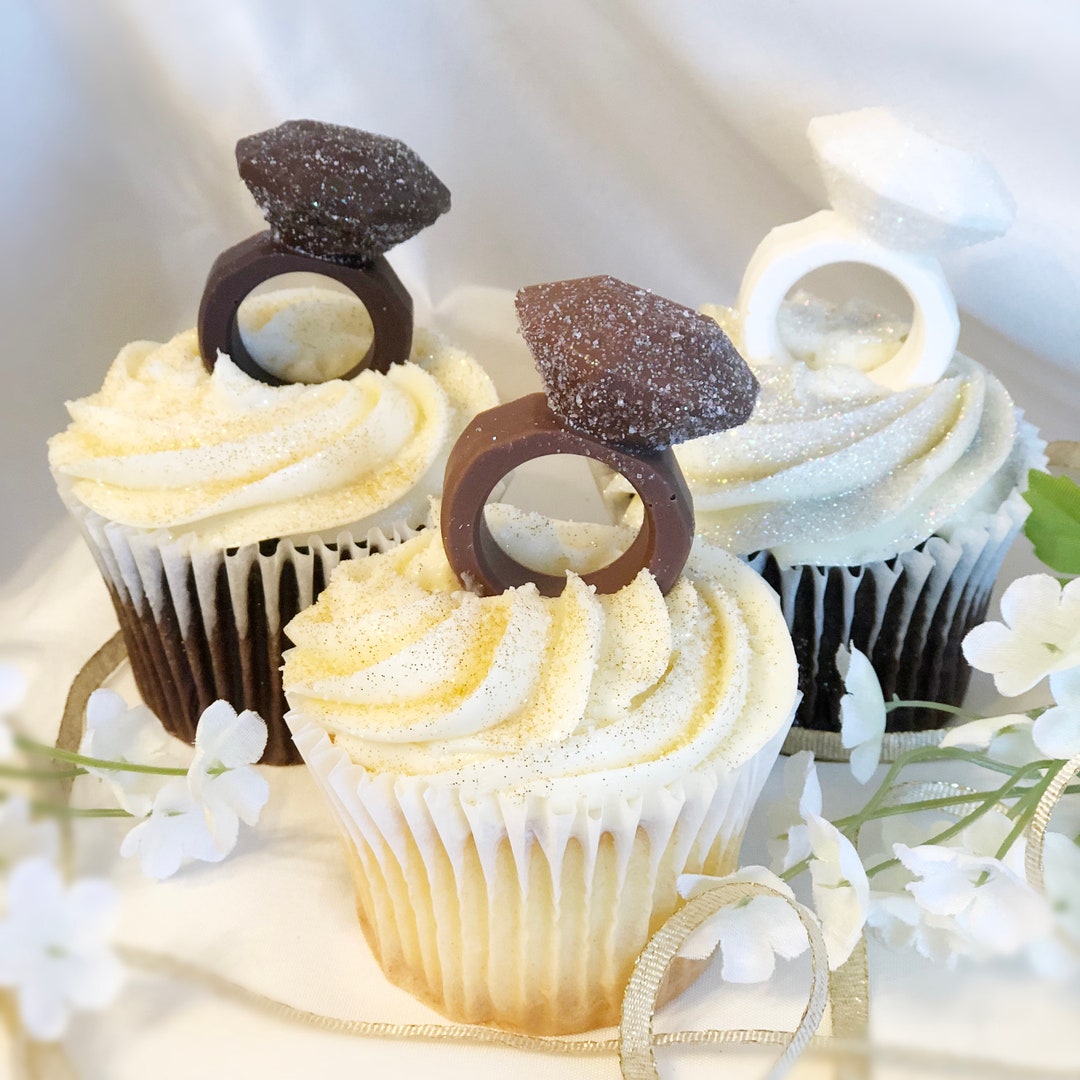 Chocolate Ring Cupcake Toppers - Ring Shaped Chocolates - Bridal Shower ...