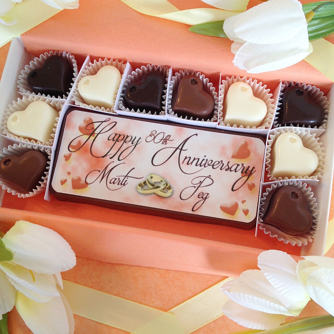 Personalized Anniversary Chocolates: Solid Heart and Bar Shaped ...