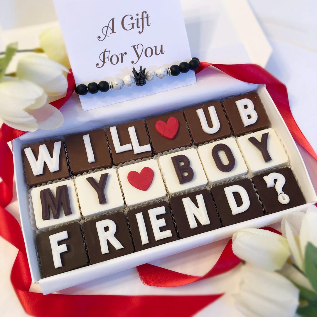 Will You Be My Boyfriend Chocolates With Crown Bracelet Proposal Gift ...