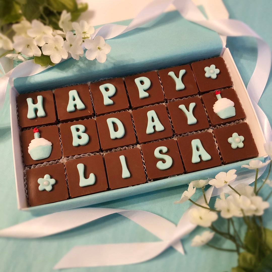 Custom Birthday Chocolates With Flowers & Candles - Personalized ...