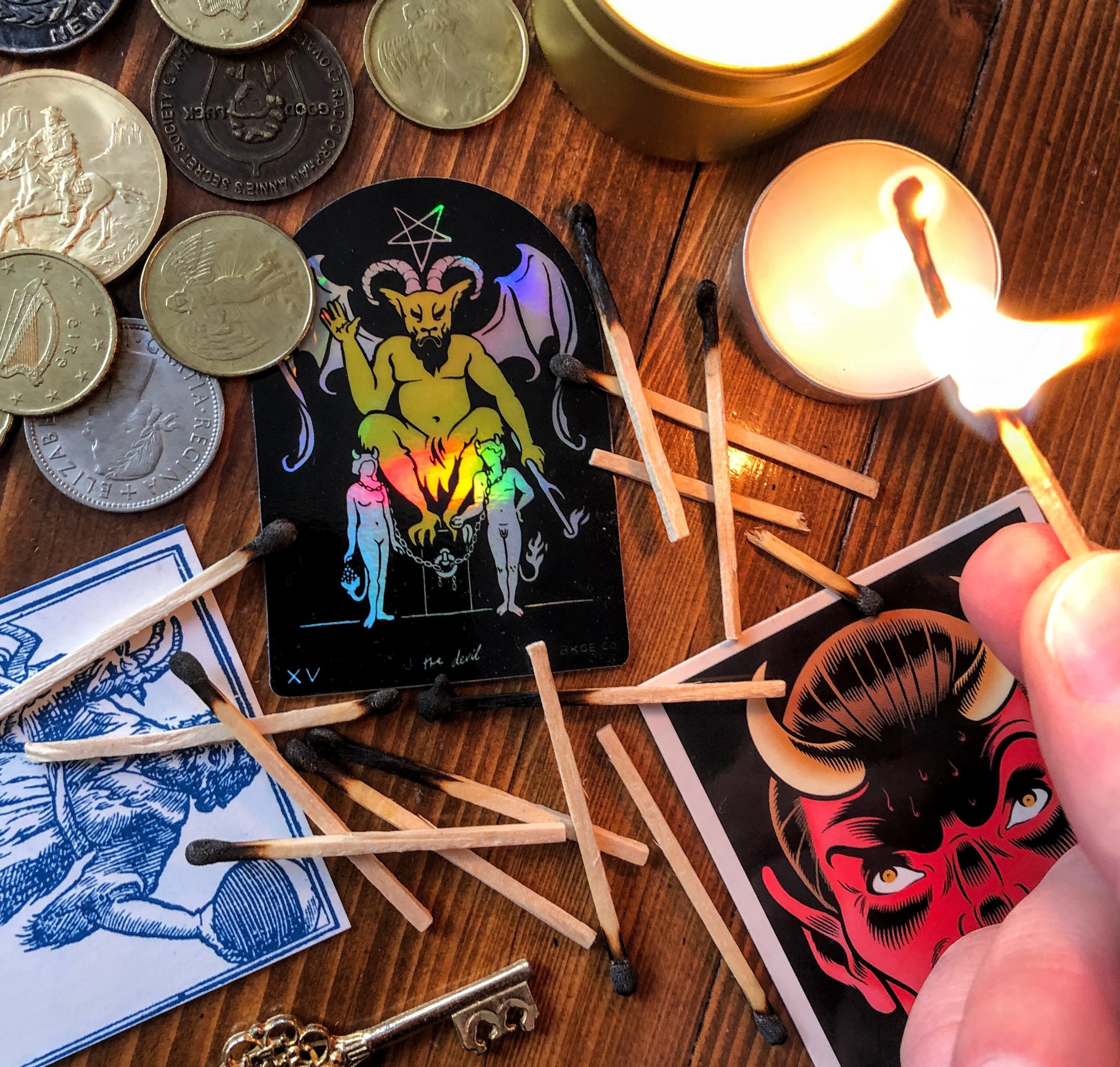 Stickers Paper The Devil Tarot Card Holographic Diecut Sticker Major ...