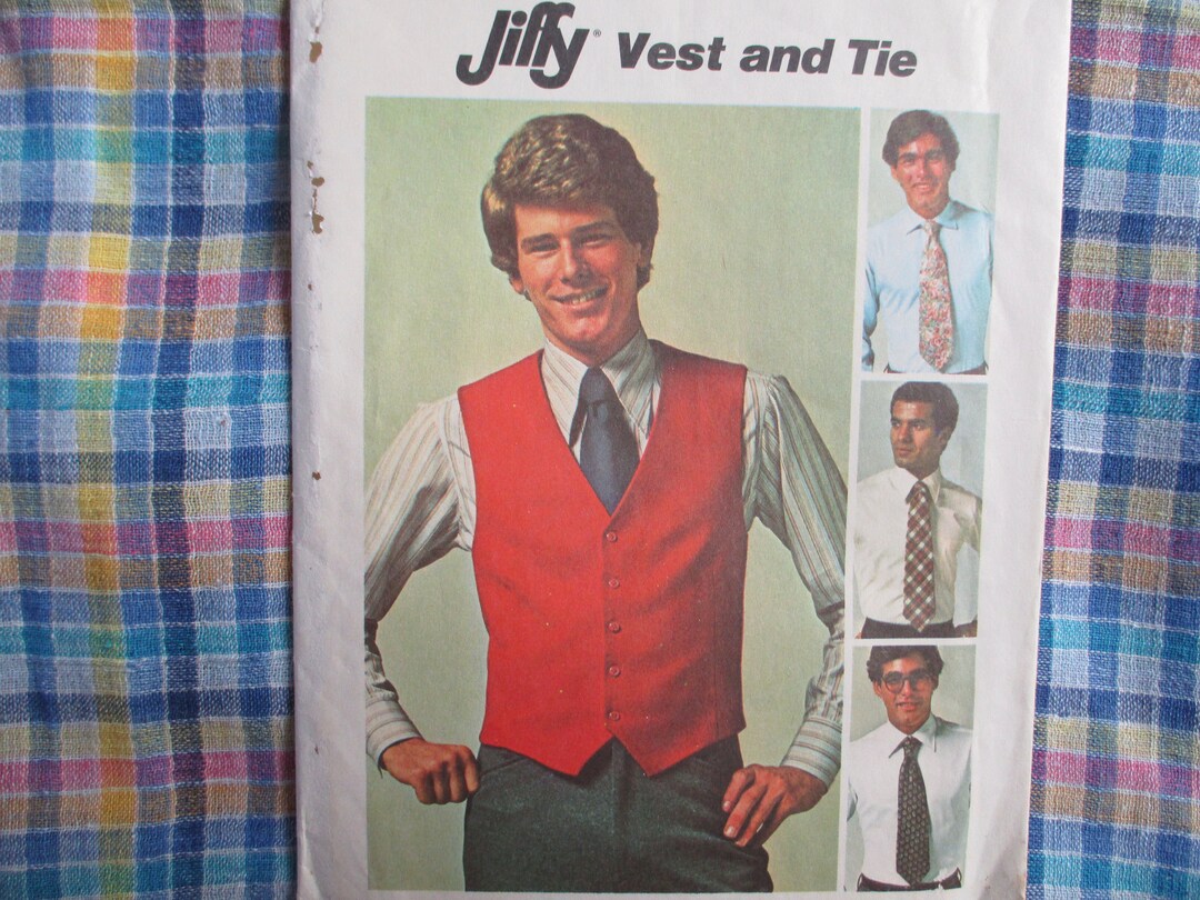 Vintage 1970s Simplicity Sewing Pattern 7701 Mens Jiffy Vest and Tie ...