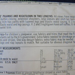 Vintage 1980s Simplicity Sewing Pattern 7197 Girls Pajamas and ...