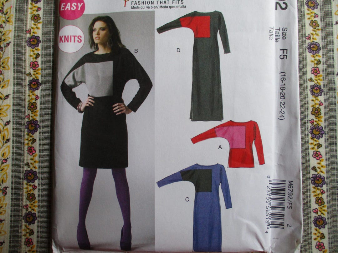 Mccalls Sewing Pattern 6792 Misses Top and Dresses UNCUT Size 16-18-20 ...