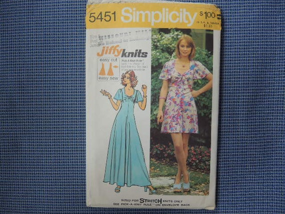 Vintage 1970s simplicity sewing pattern 5451 misses jiffy knit | Etsy
