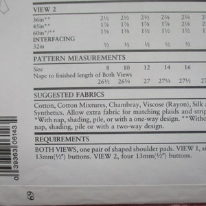 Vintage 1980s New Look Sewing Pattern 6143 Misses Shirts Size 8-10-12 ...