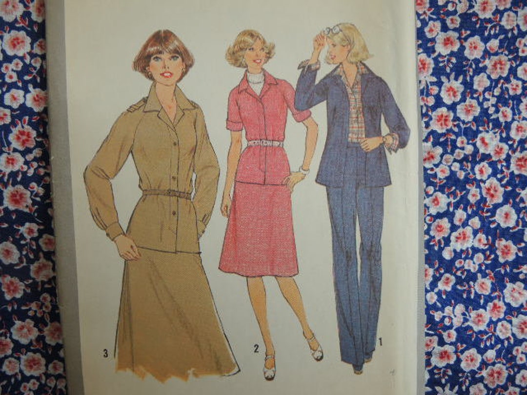 Vintage 1970s Simplicity Sewing Pattern 8291 Misses Shirt Jacket Skirt ...