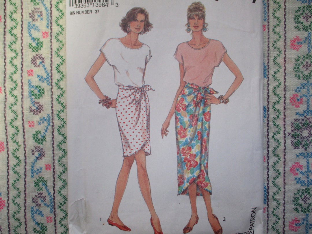 Vintage 1990s Simplicity Sewing Pattern 8392 Misses Mock Wrap Sarong ...