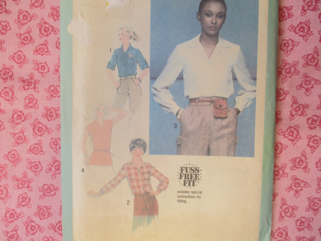 Vintage 1970s Simplicity Sewing Pattern 8715 Misses Blouse and Tie Belt ...