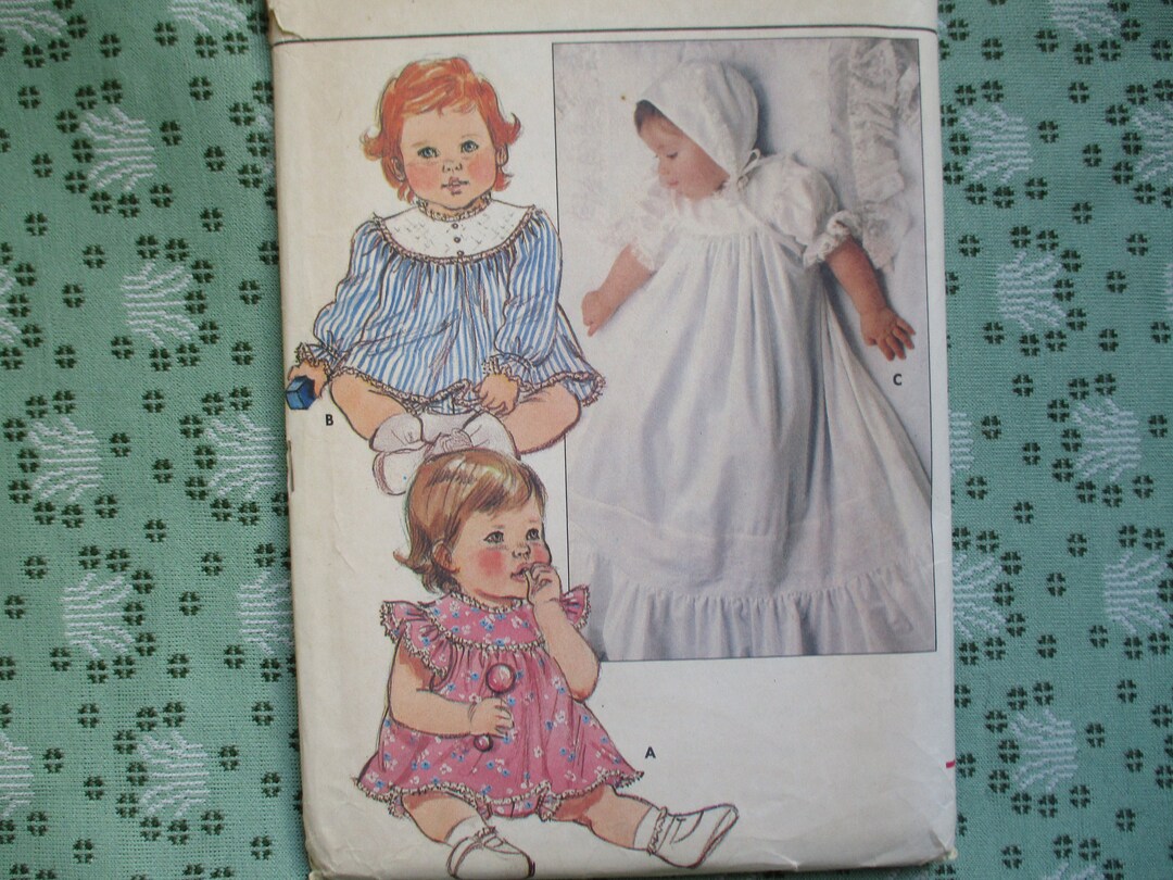 Vintage 1980s Butterick Sewing Pattern 6718 Infants Dress Panties ...