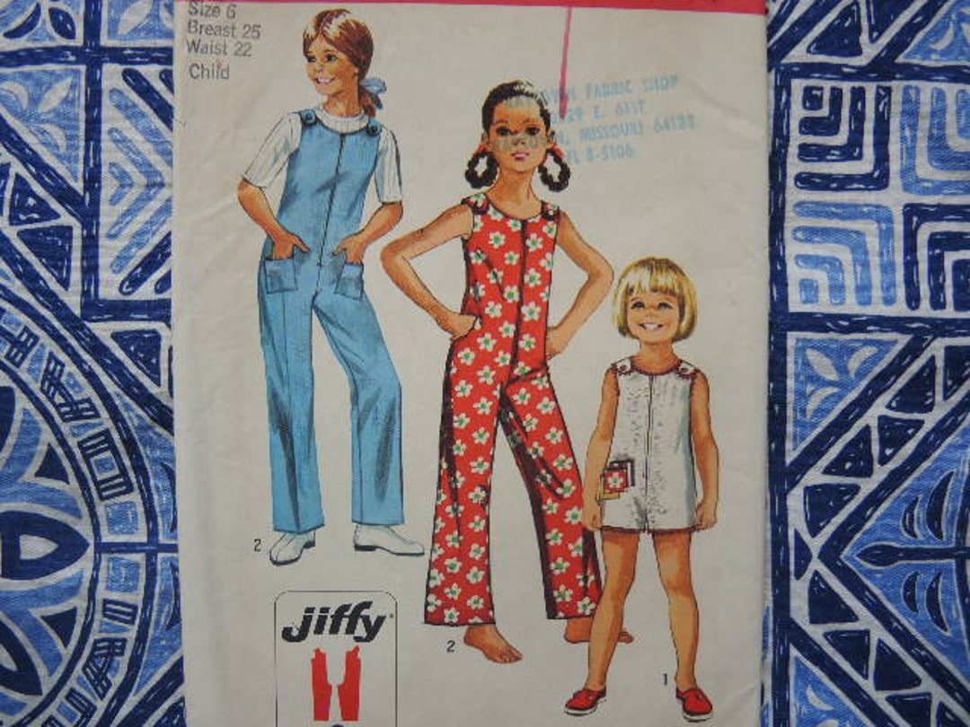 Vintage 1970s Simplicity Sewing Pattern 8768 Girls Jiffy Jumpsuit in ...