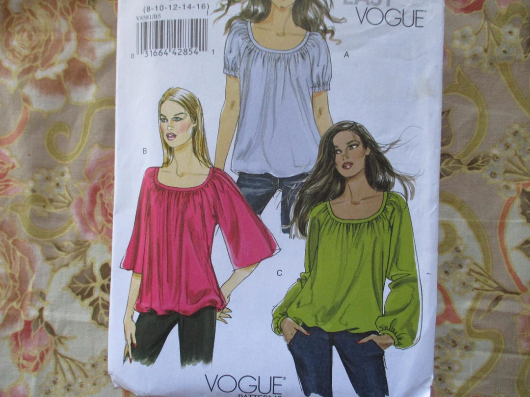 2000s Vogue Sewing Pattern 8581 Misses Tunic Sizes 8-10-12-14-16 UNCUT ...