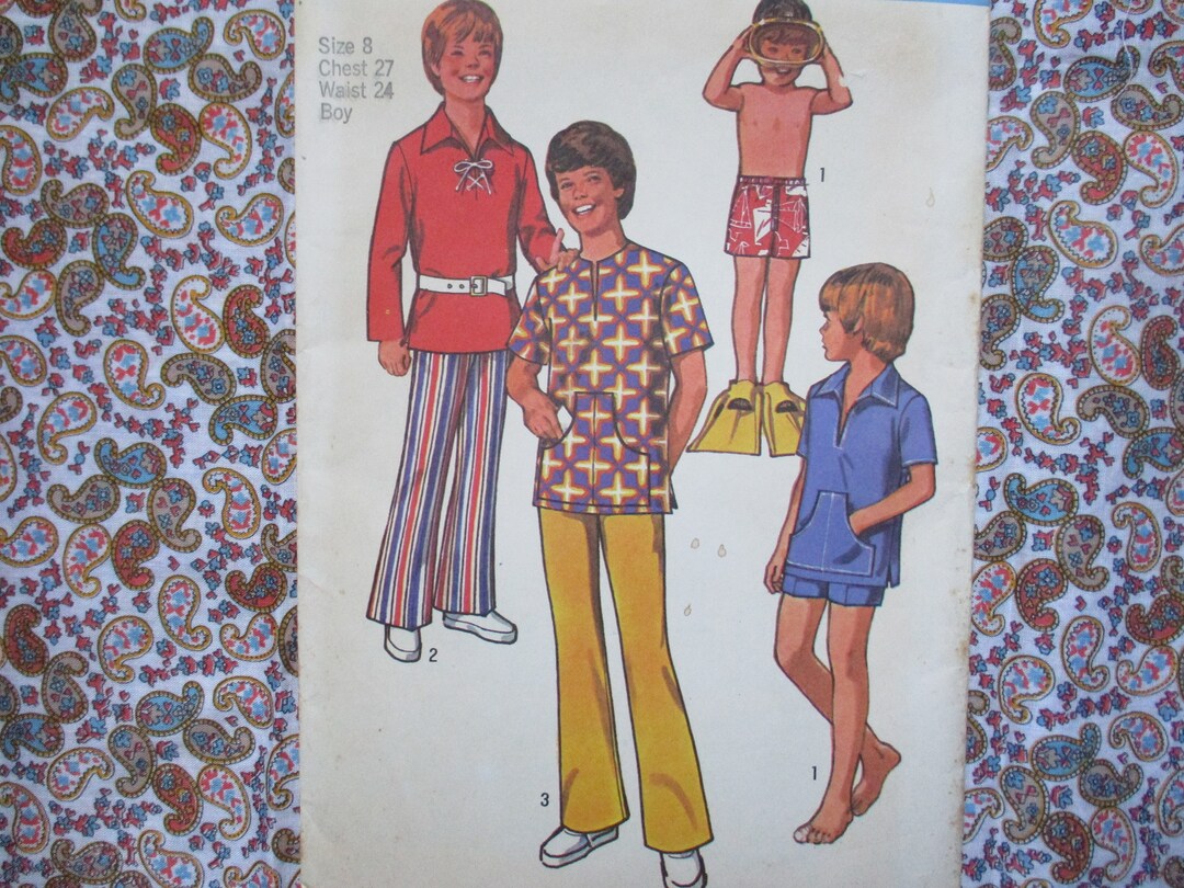 Vintage 1970s Simplicity Sewing Pattern 9337 Boys Pants Shorts and ...