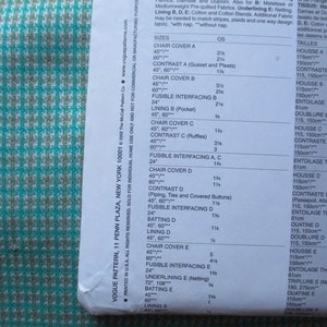 2000s Vogue Decor Sewing Pattern 8059 Chair Covers UNCUT - Etsy