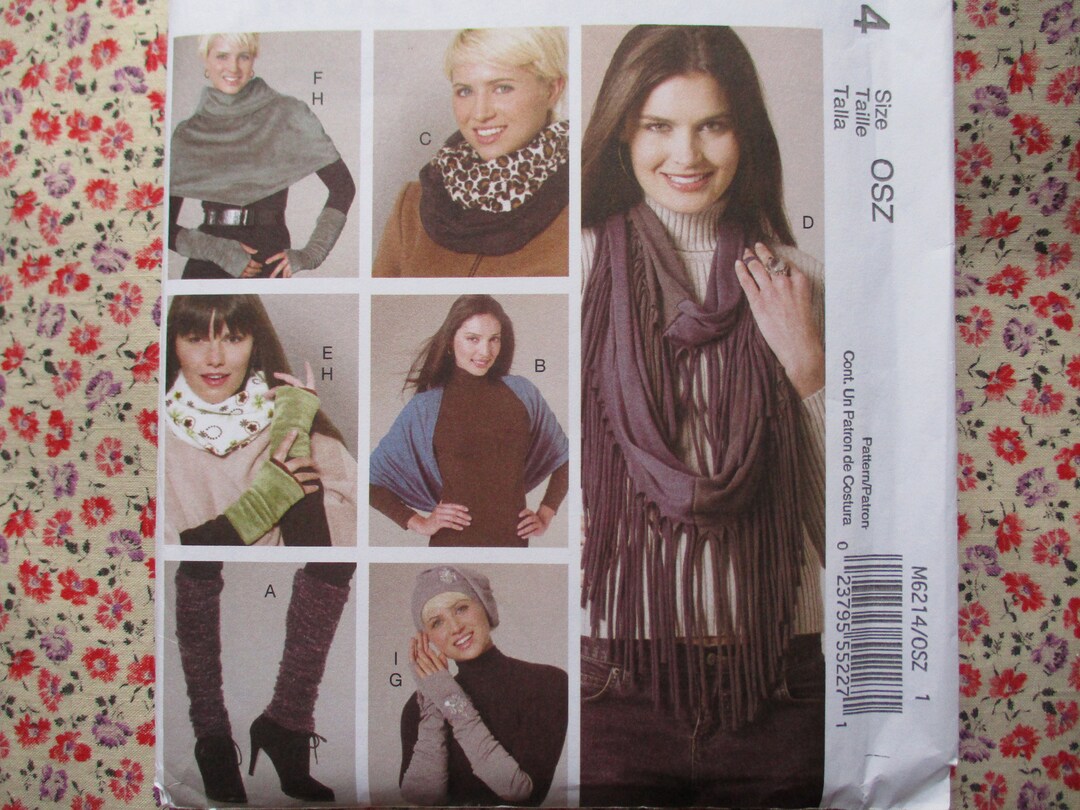 Vintage 2010s Sewing Pattern Mccalls 6214 Leg Warmers Scarves Cowl Neck ...