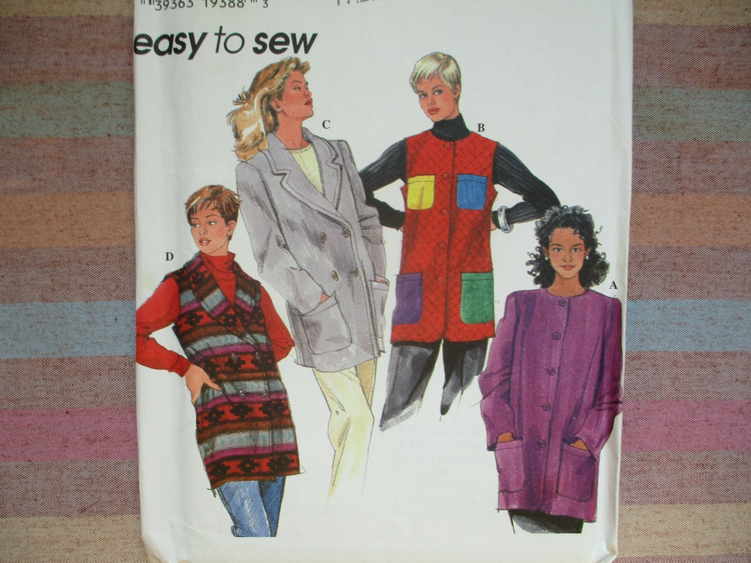 Vintage 1990s Simplicity Sewing Pattern 7332 UNCUT Misses Jacket or ...