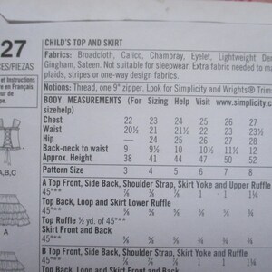2000s Sewing Pattern Simplicity 1627 Girls' Top and Skirt Size 3-7 - Etsy