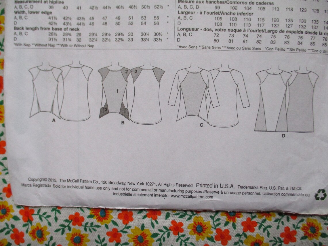Mccalls 2000s Sewing Pattern 7093 Misses Tops and Tunic UNCUT Size 6-8 ...