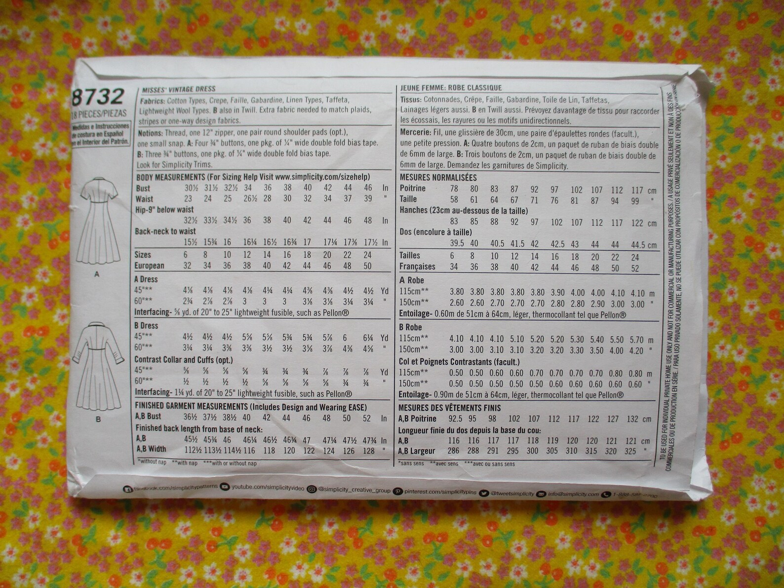 2010s Simplicity Sewing Pattern 8732 Misses Reissued Vintage Pattern ...