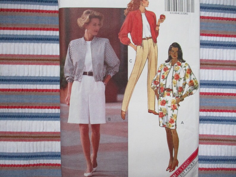 Vintage 1990s Butterick Sewing Pattern 6169 Misses Jacket Top Skirt ...