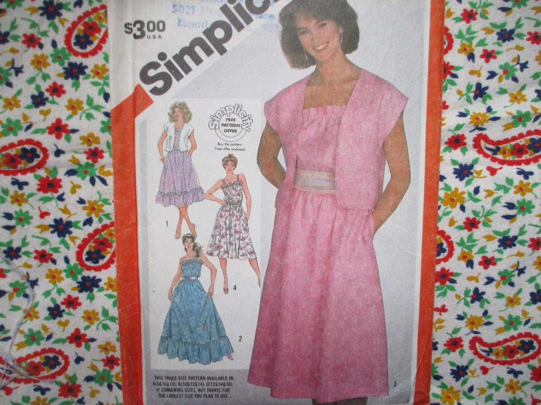 Vintage 1980s Simplicity Sewing Pattern 5988 Misses Pullover Sundress ...