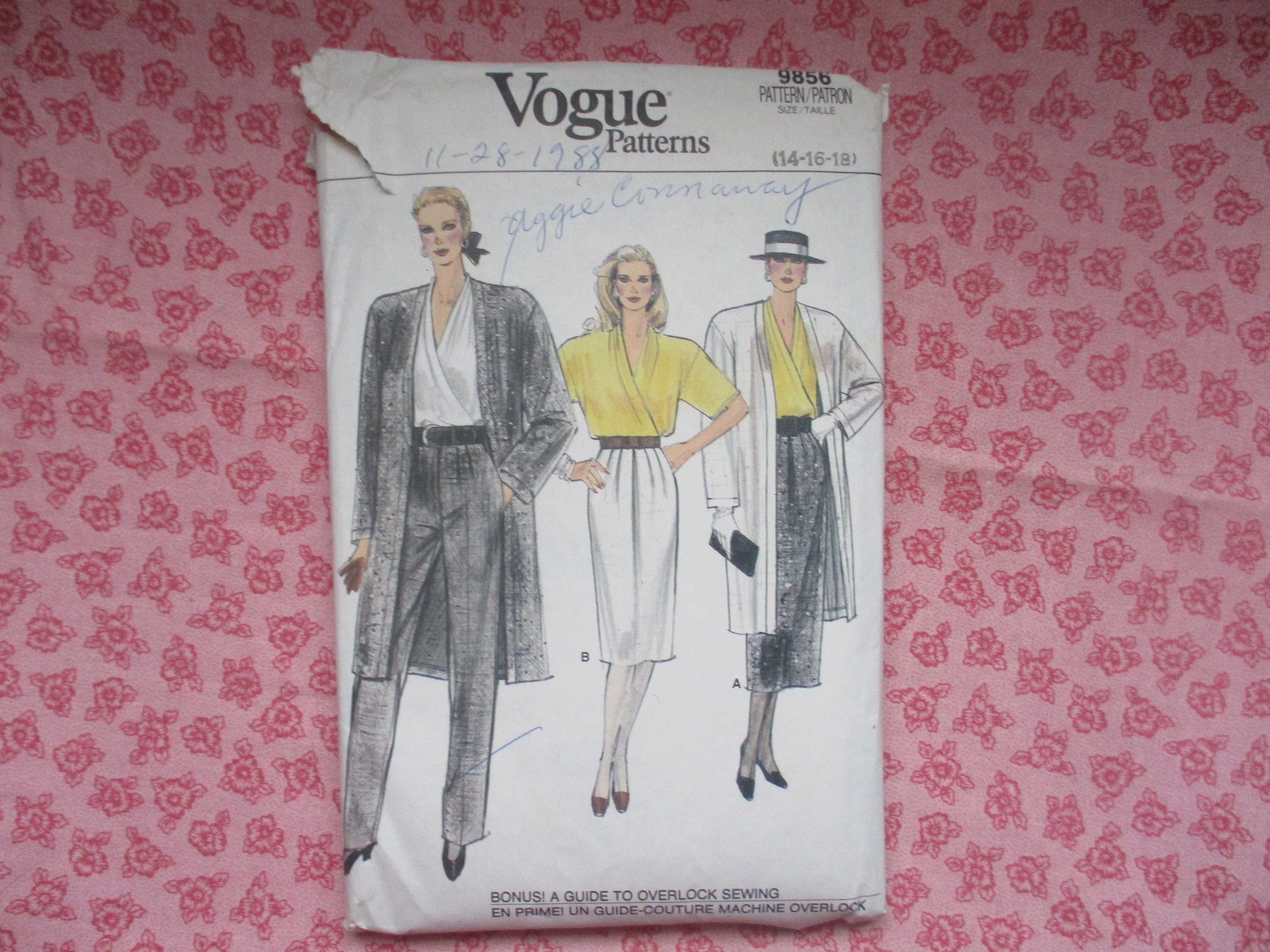 Vintage 1980s Vogue Sewing Pattern 8617 Misses Jacket Blouse Skirt and ...