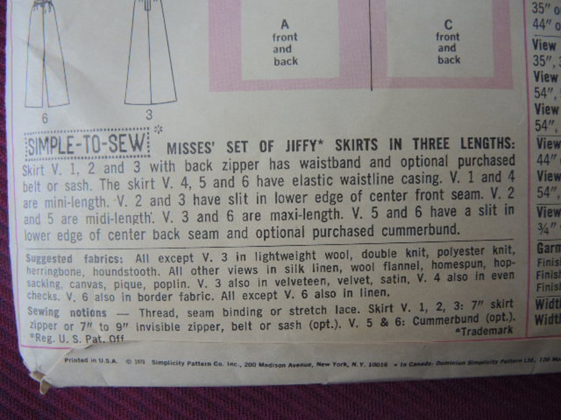 Vintage 1970s Simplicity Sewing Pattern 9099 Misses Set of | Etsy