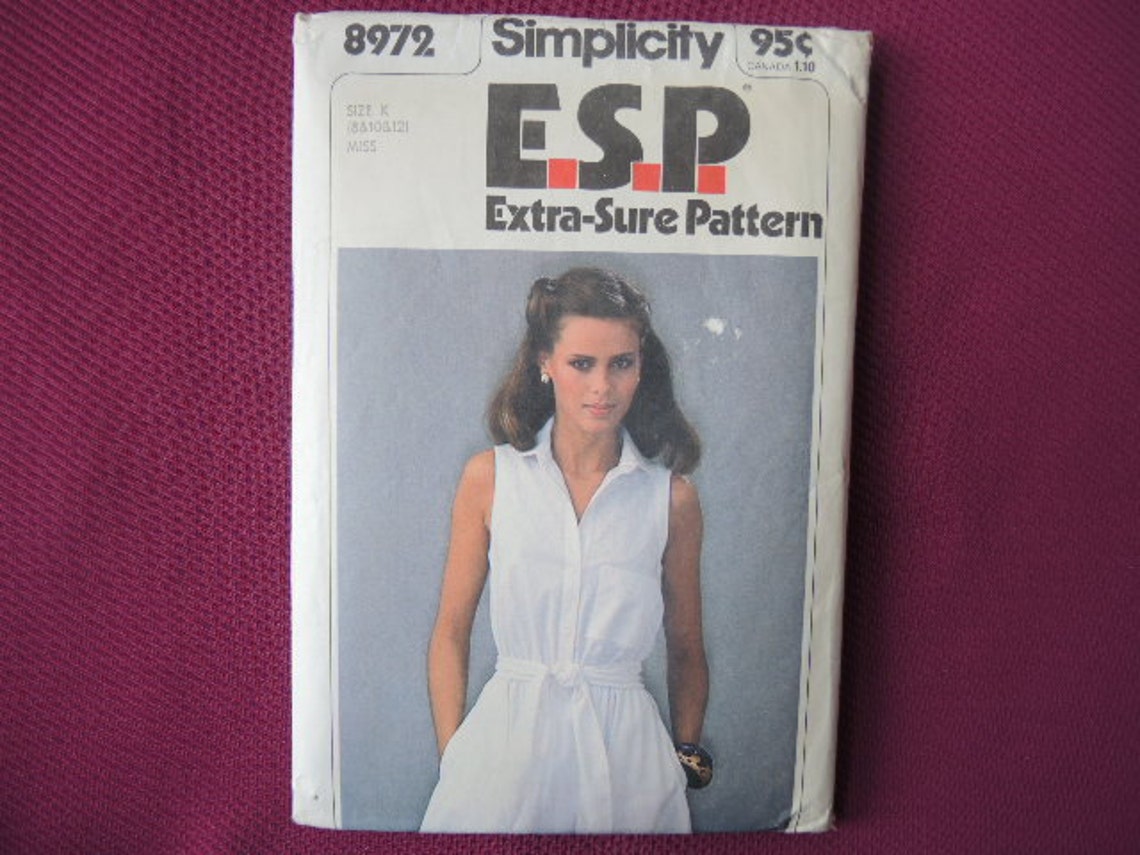 Vintage 1970s Simplicity ESP Sewing Pattern 8972 Misses Sleeveless ...