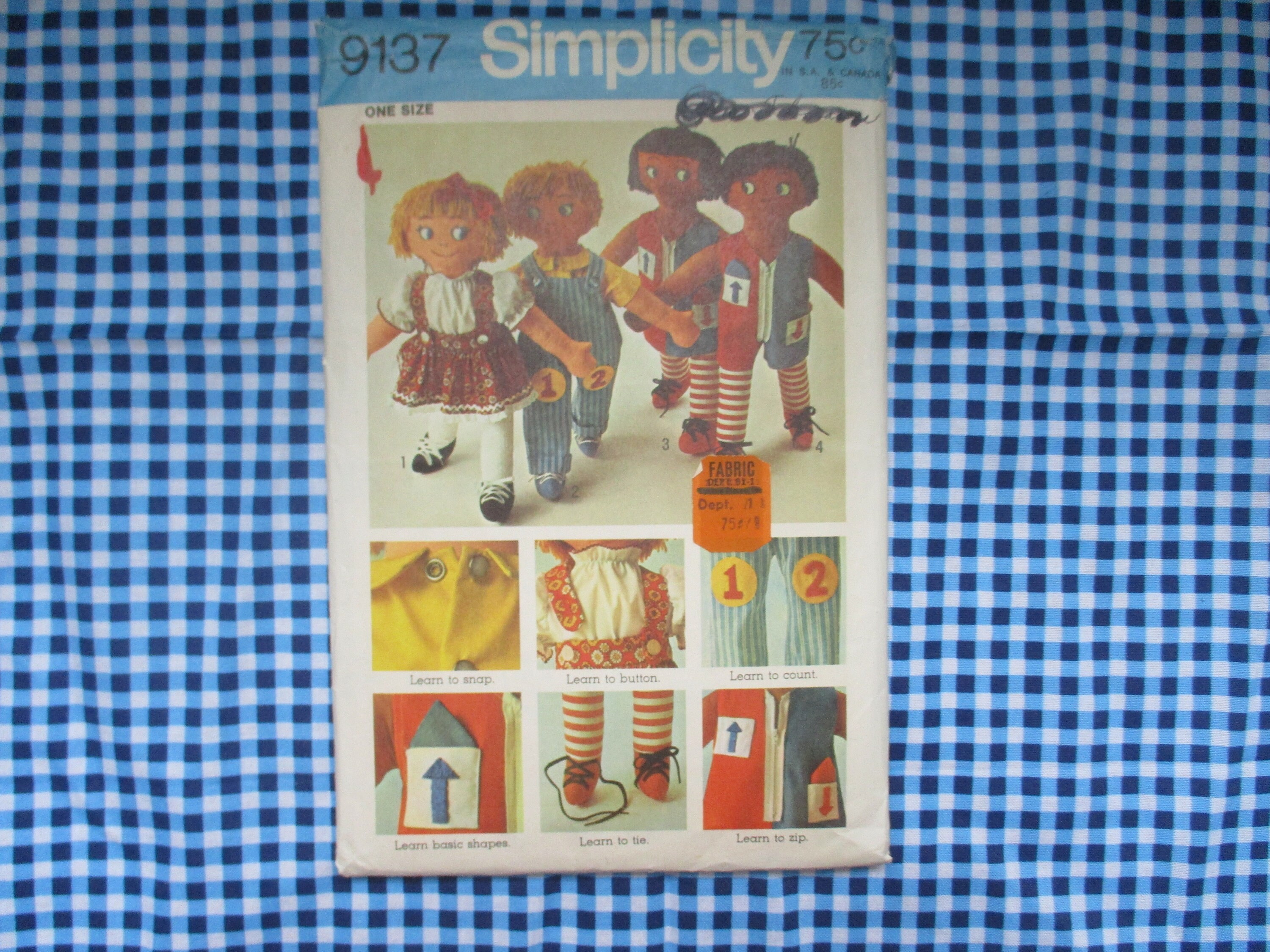 Vintage 1970s Simplicity sewing pattern 9137 set of rag dolls | Etsy
