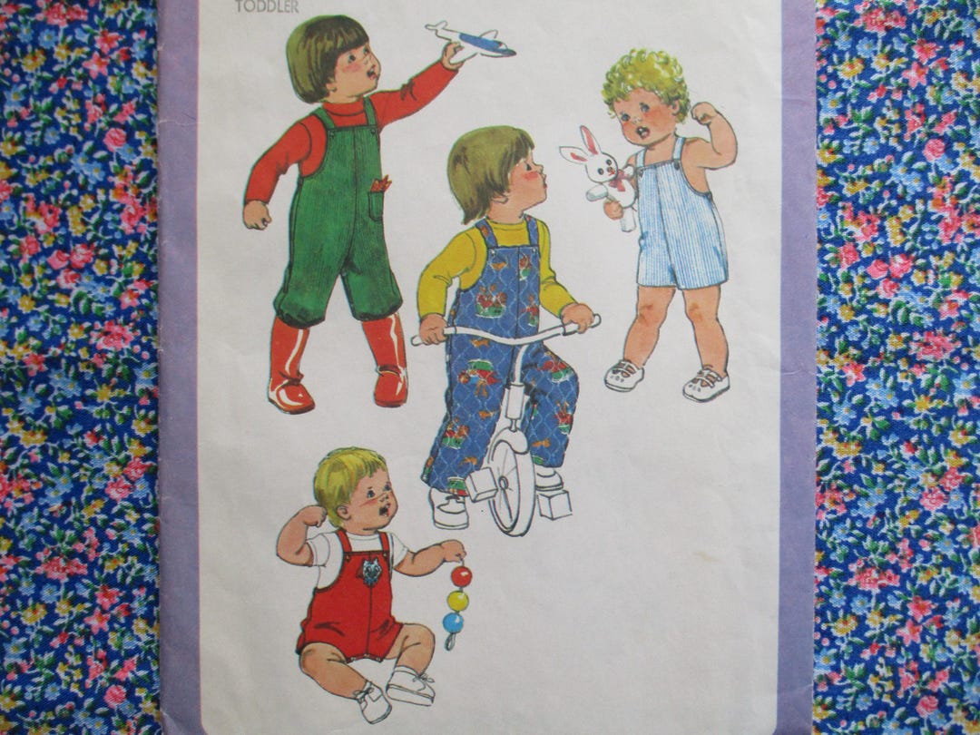 Vintage 1980s Simplicity Sewing Pattern 8718 Toddler Overalls in Two ...