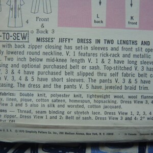 Vintage 1970s Simplicity Sewing Pattern 9057 Misses Jiffy Dress in Two ...
